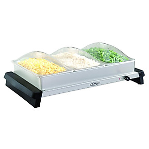 Broil King NBS-3SP Professional Stainless-Steel Triple Buffet Server with Plastic Lids