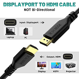 4K DisplayPort to HDMI Cable 4 Feet (2 Pack), Gold-Plated Male to Male Adapter, DP to HDMI Cord Converter for PC to HDTV, Monitor, Projector with 2 HDMI Adapter and 25 Cable Ties