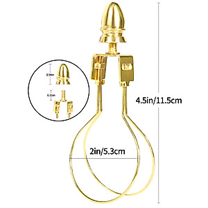 GIGIVOSHA Lamp Shade Harp Holder Adapter kit - Clip on Lampshade Light Bulb With Shade Attaching Finials Support Fitter Parts Converter(2 Pack, Polished Brass)