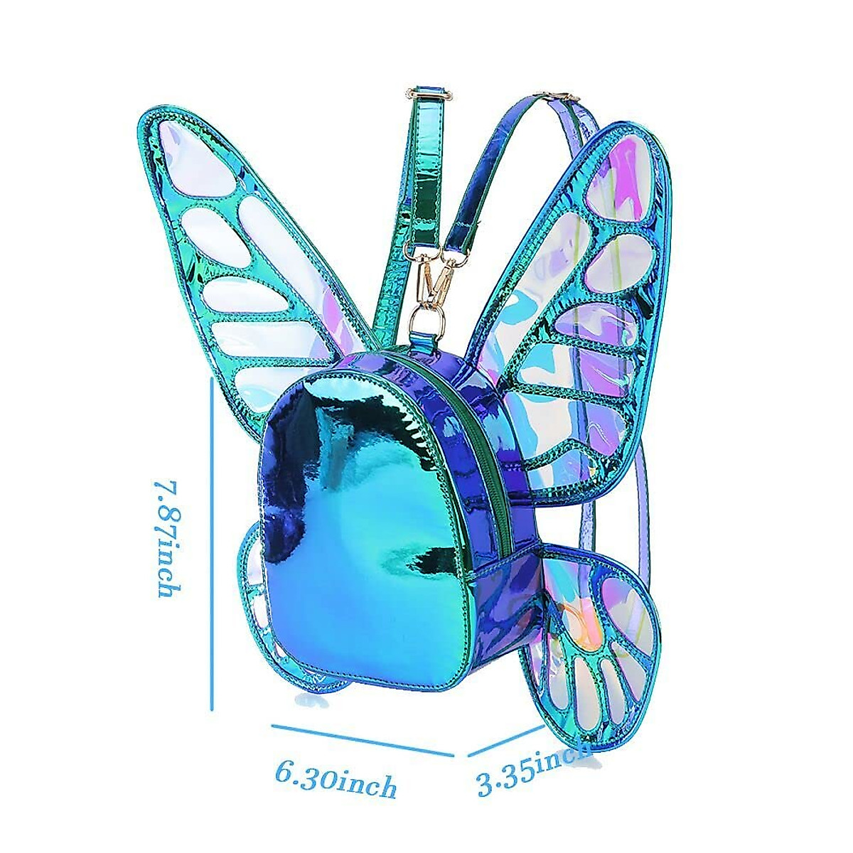 ENJOININ Women's Laser Holographic Backpack Butterfly Angel Wings Casual Daypack Shoulder Bag