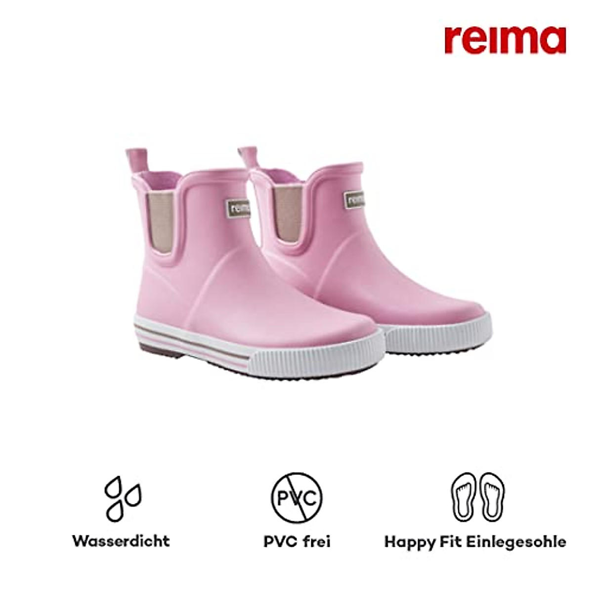 Reima Ankles Waterproof Low Cut Rain Boots Outdoor Rubber Boot for Kids, Light Pink, 13/13.5 Little Kid