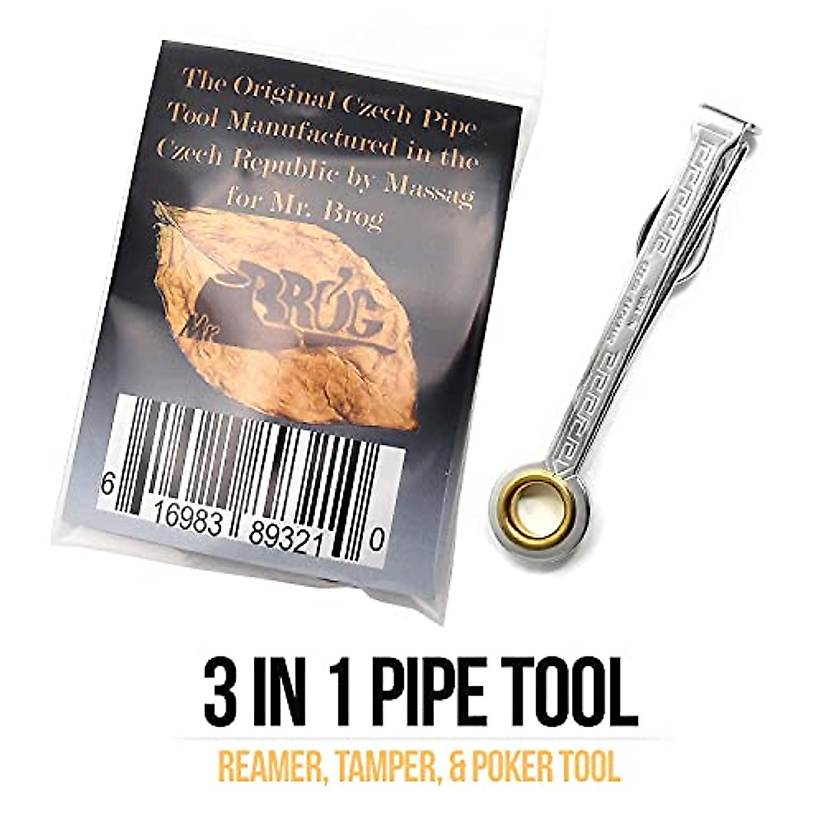 100% Authentic Czech Stainless Steel 3 in 1 Tobacco Pipe Tool Cleaner - Smoking Pipe Reamer Tamper Pokers Tool