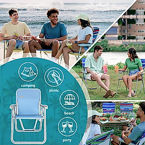 #WEJOY Folding Beach Chair for Adults, Lightweight Beach Chair with Shoulder Straps, High Back Beach Chairs with Hard Armrest, Supports 300lbs for Beach Lawn Concert