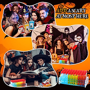 Xuhal Halloween Blood Drink Bags Sets Includes 50pcs 16x100mm Plastic Test Tube with Caps and Holder 50pcs 2oz Jelly Syringes Shot 10pcs Blood Drink Pouches with 10 label and Clip for Nurse Party