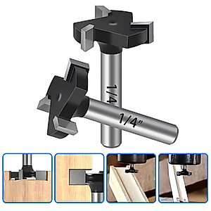 CNC Spoilboard Surfacing Router Bits, 1/4“ Shank 1” Cutting Diameter Dado and Planer Router Bits Spoilboard Cutter with Removable Inserts, Carbide Tipped Slab Flattening bit for Woodworking