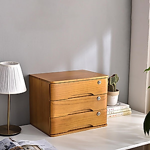 Flat File Cabinet Storage,Solid Wood Storage Box,Desktop File Cabinet,Wooden Desktop Storage Box With Lockable Drawers,for Office Supplies, Desk Accessories. ( Color : Style a , Size : 40*28*31cm/16*1
