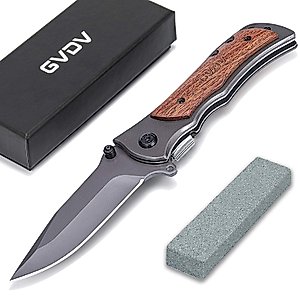 GVDV Pocket Folding Knife for Men, 7Cr17 Steel Pocket Knives& Folding Knives with Safety Liner-Lock, Tactical Camping Hunting Fishing Survival Knife, Grey