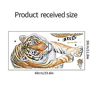 ROFARSO Lifelike Cool Tiger Jungle Animal Wall Stickers Removable Wall Decals Art Decorations Decor for Bedroom Living Room Murals
