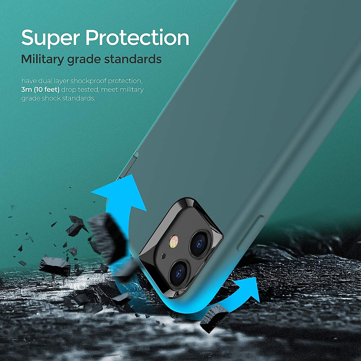 ORIbox for iPhone 12 Case for iPhone 12 Pro Case Green, [10 FT Military Grade Drop Protection], The Liquid Silicone Heavy Duty Shockproof Anti-Fall Case for iPhone 12/12 Pro,6.1 inch, Green