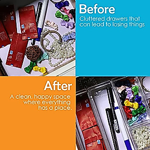 Houseables Drawer Organizer, Bathroom Storage, (3”x2”), (6”x2”), (9”x2”), 9 Pack, Clear, Various Sizes, Plastic, Dividers, Organizers, BPA Free, Eco-Friendly, For Cosmetics, Kitchen, Easy to Clean