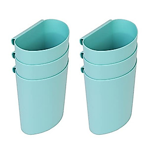 JAKAGO 6-Pack Little Hanging Bucket - Hanging Cup Holder for Rolling Cart Shelf Wall Storage Box for Kitchen Living Room Bathroom Desktop Cleaning Trash Can(Teal)