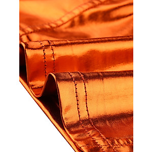 Allegra K Metallic Crop Top for Women's Sleeveless Cut Out Party Clubwear Holographic Tank Tops Medium Orange