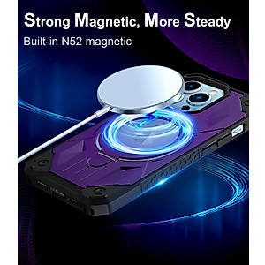 STERKER for iPhone 13 Pro Max Phone Case [Invisible Built in Stand & Ring Holder] Compatible with MagSafe Military Grade Drop Protection Slim iPhone 13 Pro Max Cases for Men Women 6.7", Purple