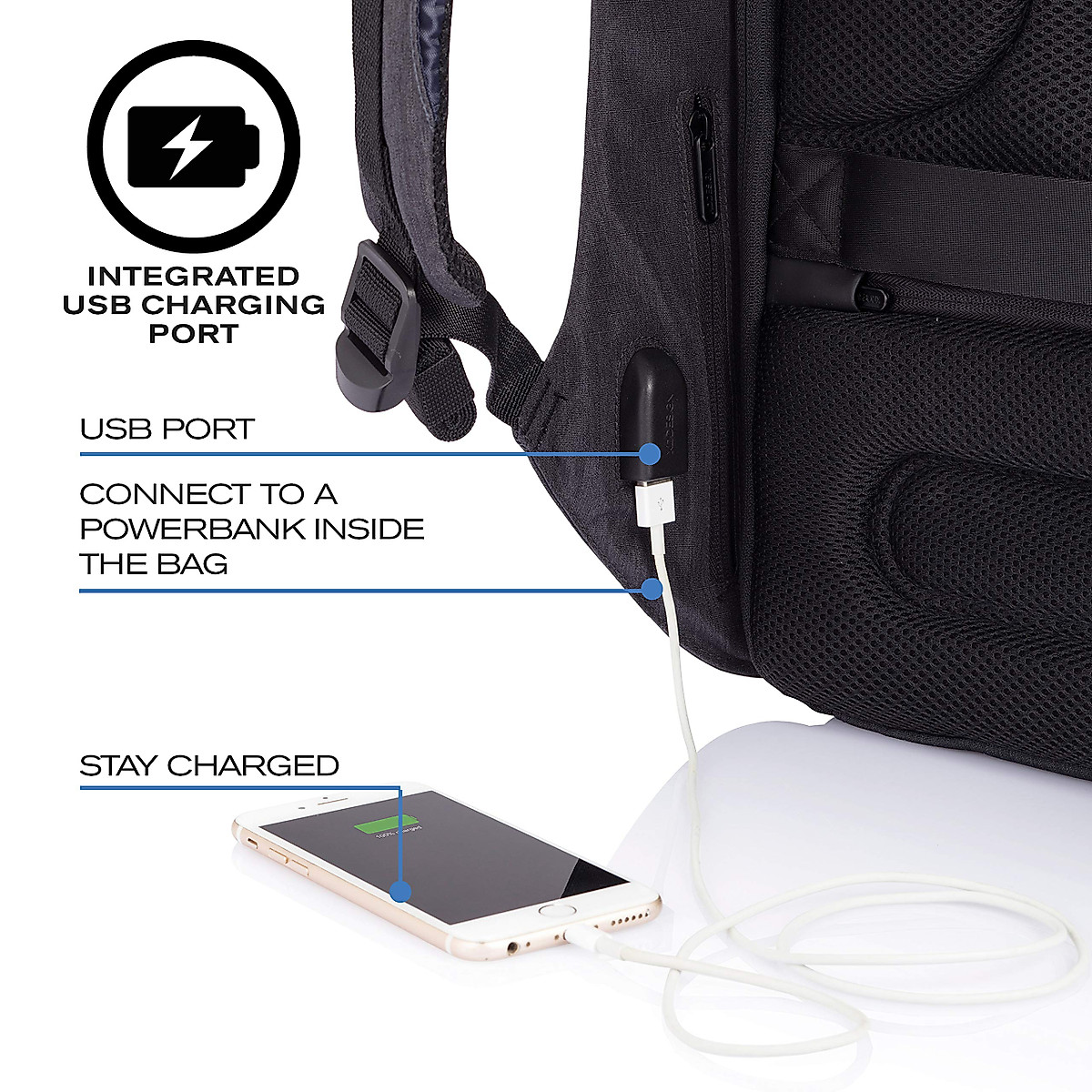 XDDesign Bobby Compact Print Anti-Theft Laptop USB Backpack Zebra (Unisex Bag)