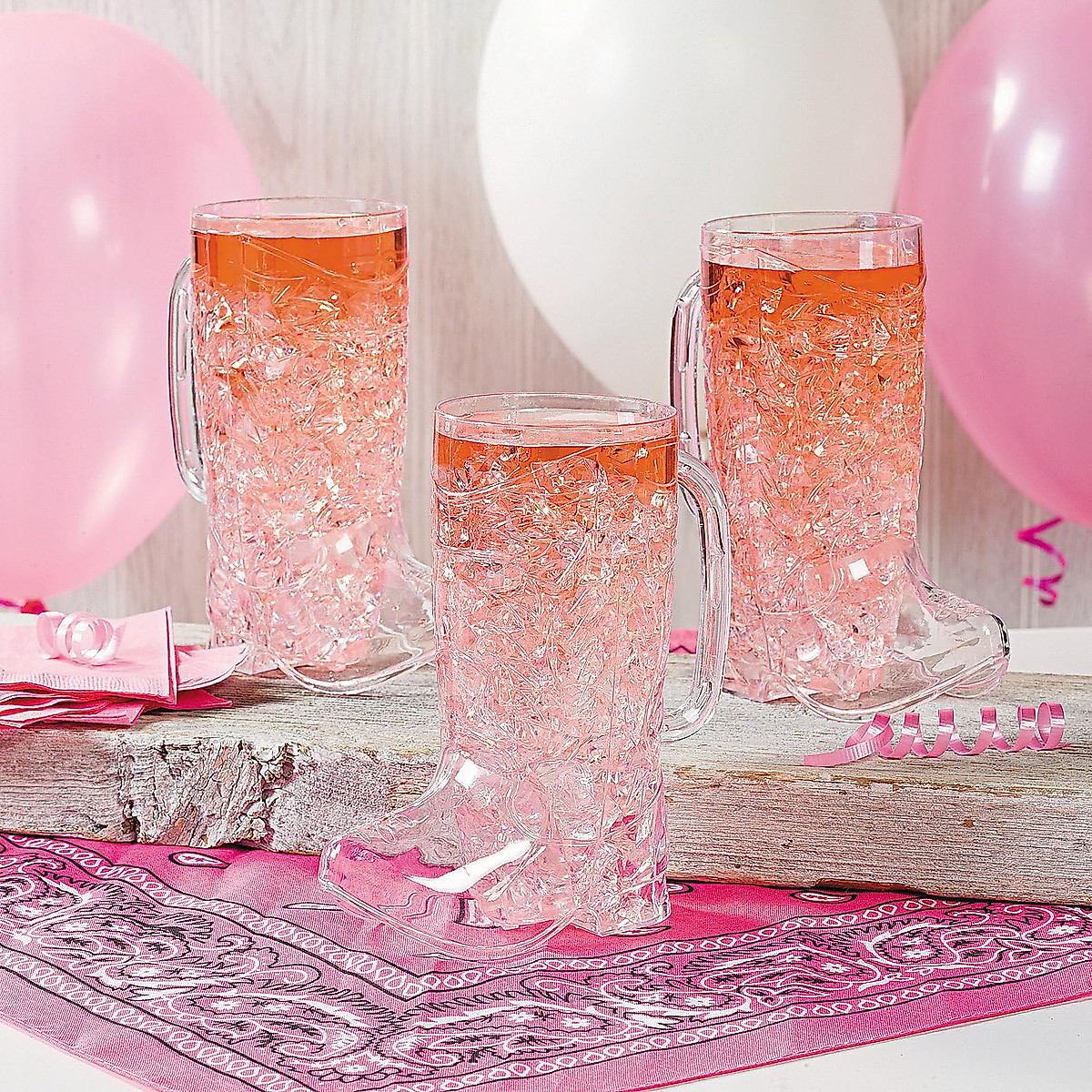 Fun Express Cowboy Boot Mugs - Bulk set of 12 Mugs, each holds 17 oz - Western Rodeo Party Supplies and Nashville Decorations