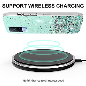 Phone Case for Vivo V21 4G Black, Bling Bling Vivo V21 5G Case Clear Glitter Silicone Anti-Scratch (Vivo V21 5G&4G, Green)