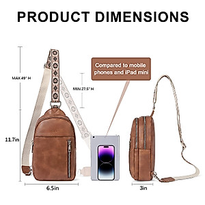 CLUCI Sling Bag for Women,Faux Leather Trendy with Guitar Strap, Crossbody Fanny Pack