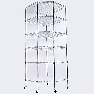 HOMEN 6 Tiers Corner Shelf Adjustable Metal Storage Wire Shelving Unit (Silver)