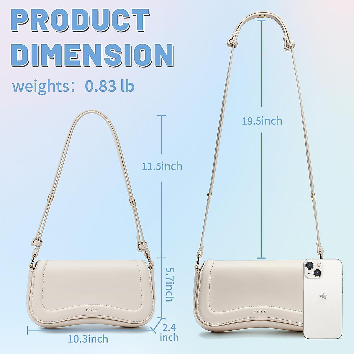 Keyli Shoulder Bag for Women mini Crossbody Purses Retro Classic Handbag Waterproof Vegan Leather Clutch Tote Hobo Purse Designer Bags with Adjustable Strap Beige
