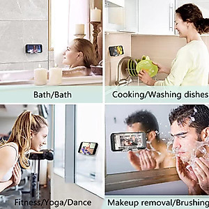 Wall Mount Phone Holder,WUZMINR Phone Wall Mount,Extendable Adjustable Cellphone Stand for Desk Mirror Bathroom Bedroom Kitchen Office,Compatible with iPhone Or Other Smartphones&Tablets (White)