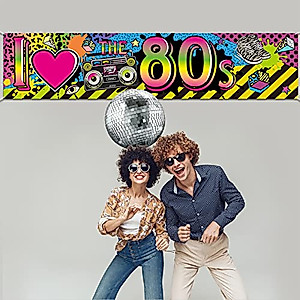 80s Party Decorations I Love 80s Banner, 1980s Hip Hop Sign Backdrop Photo Booth Birthday Party Supplies, 70.8 x 15.7 Inch