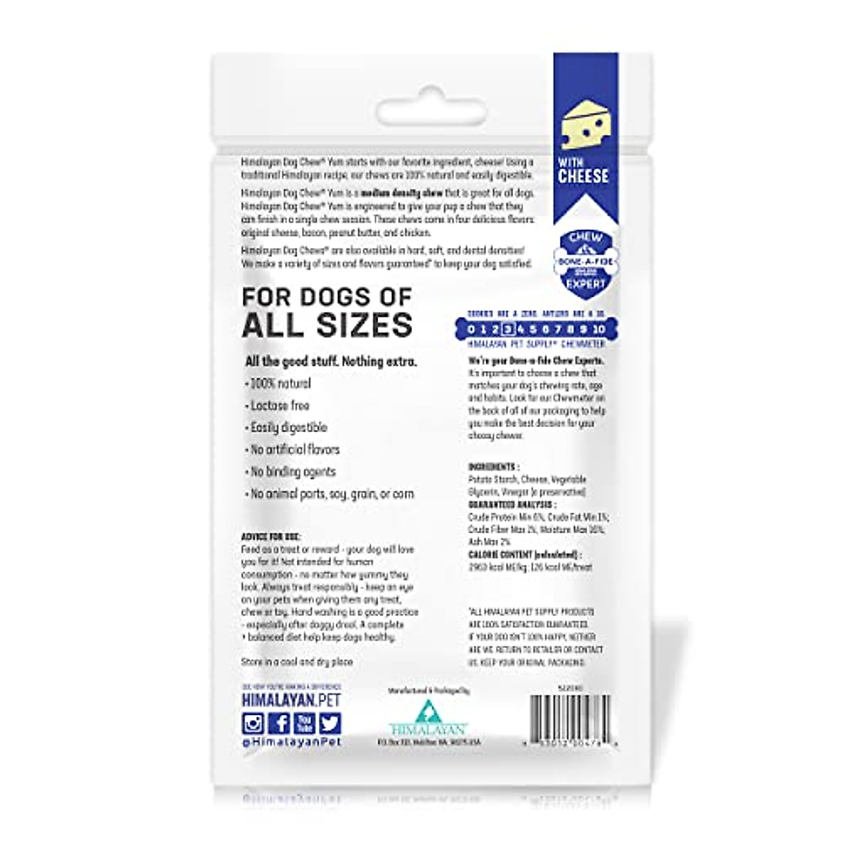 Himalayan Dog Chew Yak Cheese Dog Chews, 100% Natural, Long Lasting, Gluten Free, Healthy & Safe Dog Treats, Lactose & Grain Free, Protein Rich, Medium, 4.5 oz