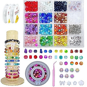 Xmada 829 PCS Bracelet Making Kit - 660 PCS Glass Beads for Jewelry Making, 12 Colors Assorted Beads Bracelet Kit, Crystal Beads, Jewelry Making Kit for Teen