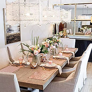 Rose Gold Glitter Sequin Table Runner 12x72 inch for Sparkling Your Party Home Table Docorations Happy Birthday Wedding Bridal Shower Baby Shower