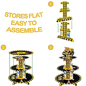 3 Tier Construction Birthday Cupcake Stand Construction Birthday Party Supplies for Construction Baby Shower Dump Truck Party Decorations