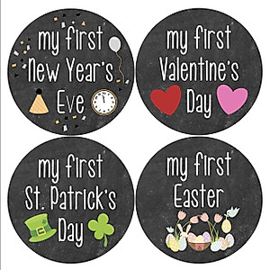 Months In Motion My First Holiday Baby Stickers Milestone Christmas, Birthday, Halloween, Easter, Thanksgiving Baby Sticker Chalkboard