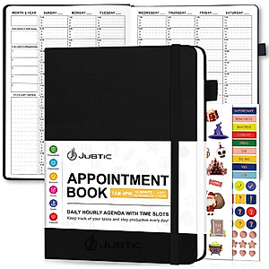 JUBTIC Appointment Book, A4, Black