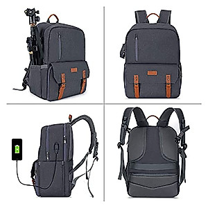 MOSISO Camera Backpack 17.3 inch, DSLR/SLR/Mirrorless Case with Laptop Compartment&Built-in Photography Insert Bag&USB-Charging Port&Rain Cover Compatible with Canon/Nikon/Sony/Laptop, Space Gray