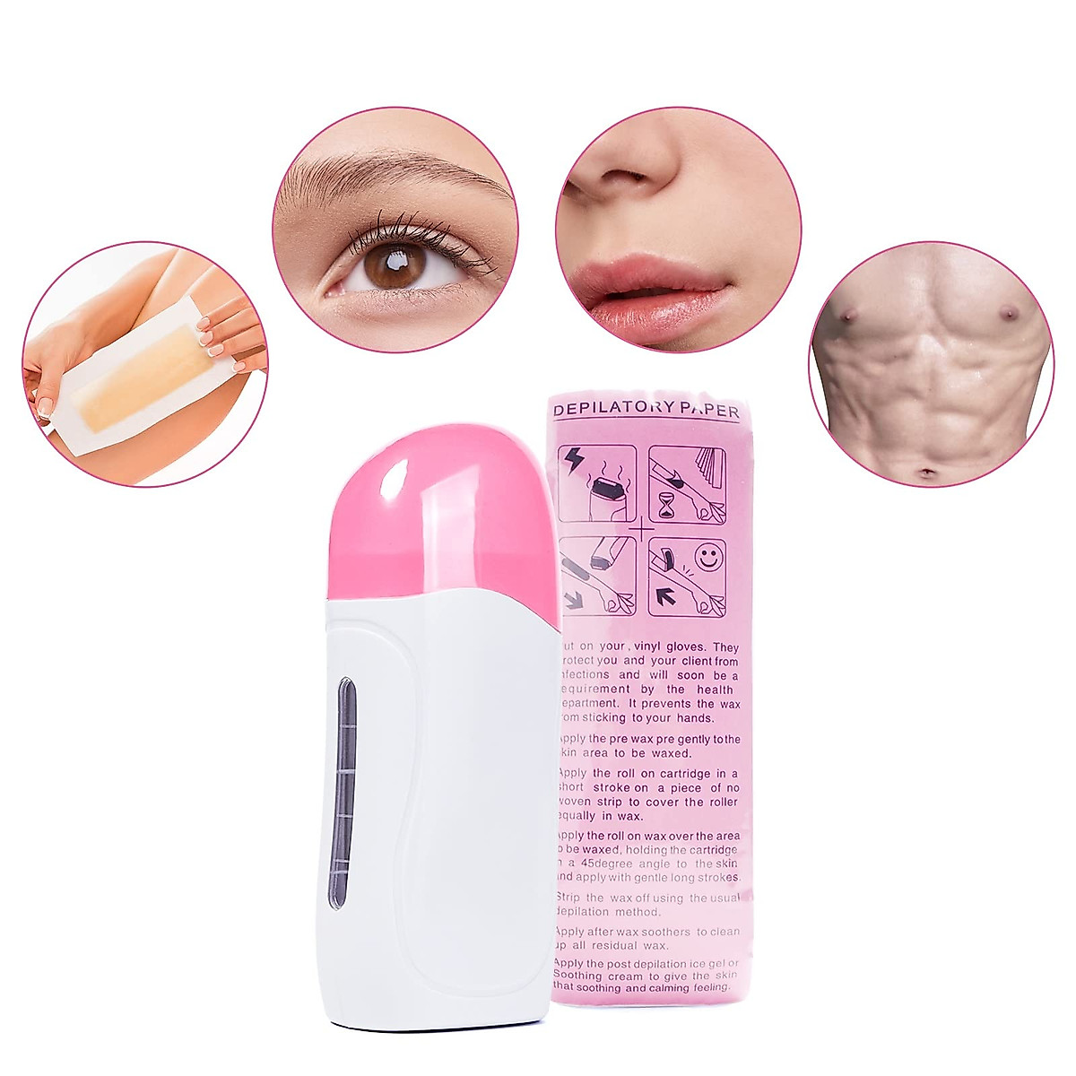 Roll on Wax Warmer Kit, 100 Non Woven Wax Strips, LIARTY Portable Wax Warmer for Hair Removal for Women Men Home Waxing Machine Kit (Rose Roll on Wax Kit)