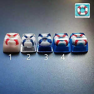 Handmade R4 Keycap Ring Buoy Marine Style Thick Resin Shine Through Backlit Keycaps for Cherry MX Gaming Mechanical Keyboard (NO.2)