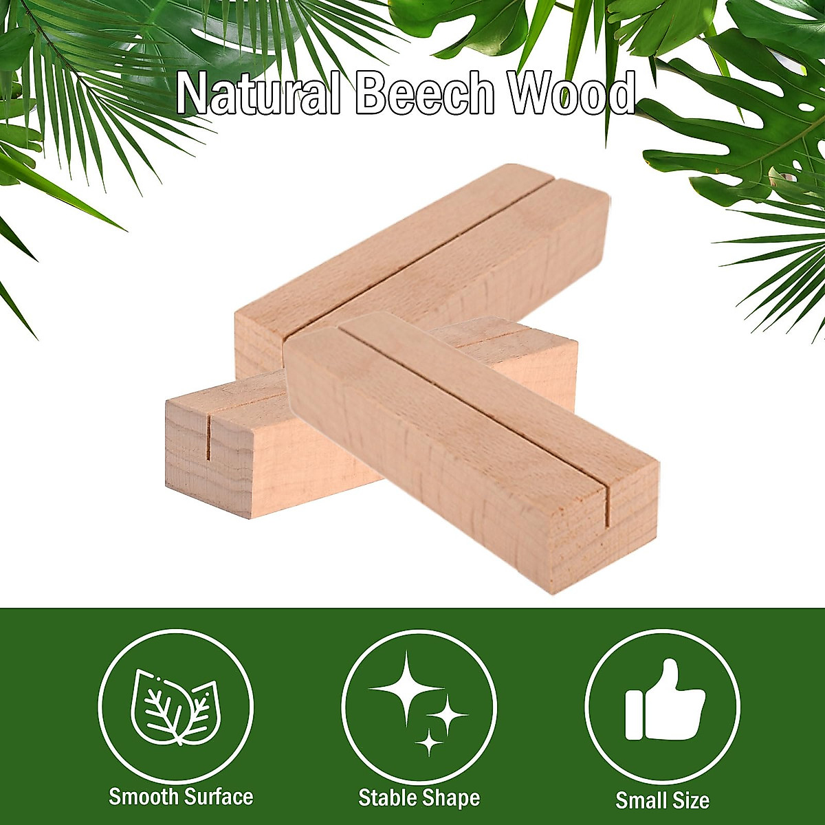 Baoz 12 PCS Wood Place Card Holders Table Number Stands Picture Holder Acrylic Sign Holders 3.9 X 1.1 X 0.7 inch for Retail Shop Cafe Wedding Dinner Home Party Events Decoration