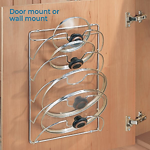 iDesign Classico Kitchen Cabinet Storage Rack for Pot, Pan Lids, 10.80" L x 3.83" W x 16.76" H, Chrome