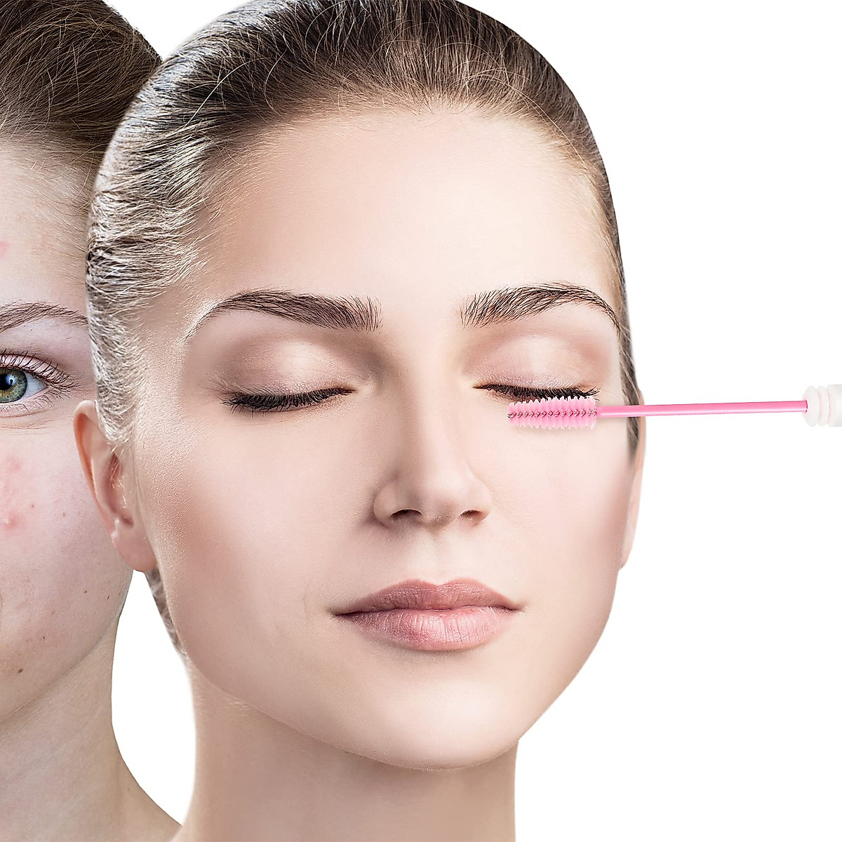 30 Pieces Nose Brushes Set 1.8oz Empty Bottle Travel Soap Bottle and Lash Shampoo Brushes Diamond Eyelash Foaming Soap Pump Dispenser Lash Wand Makeup Tool for Women, 50ml(Black)