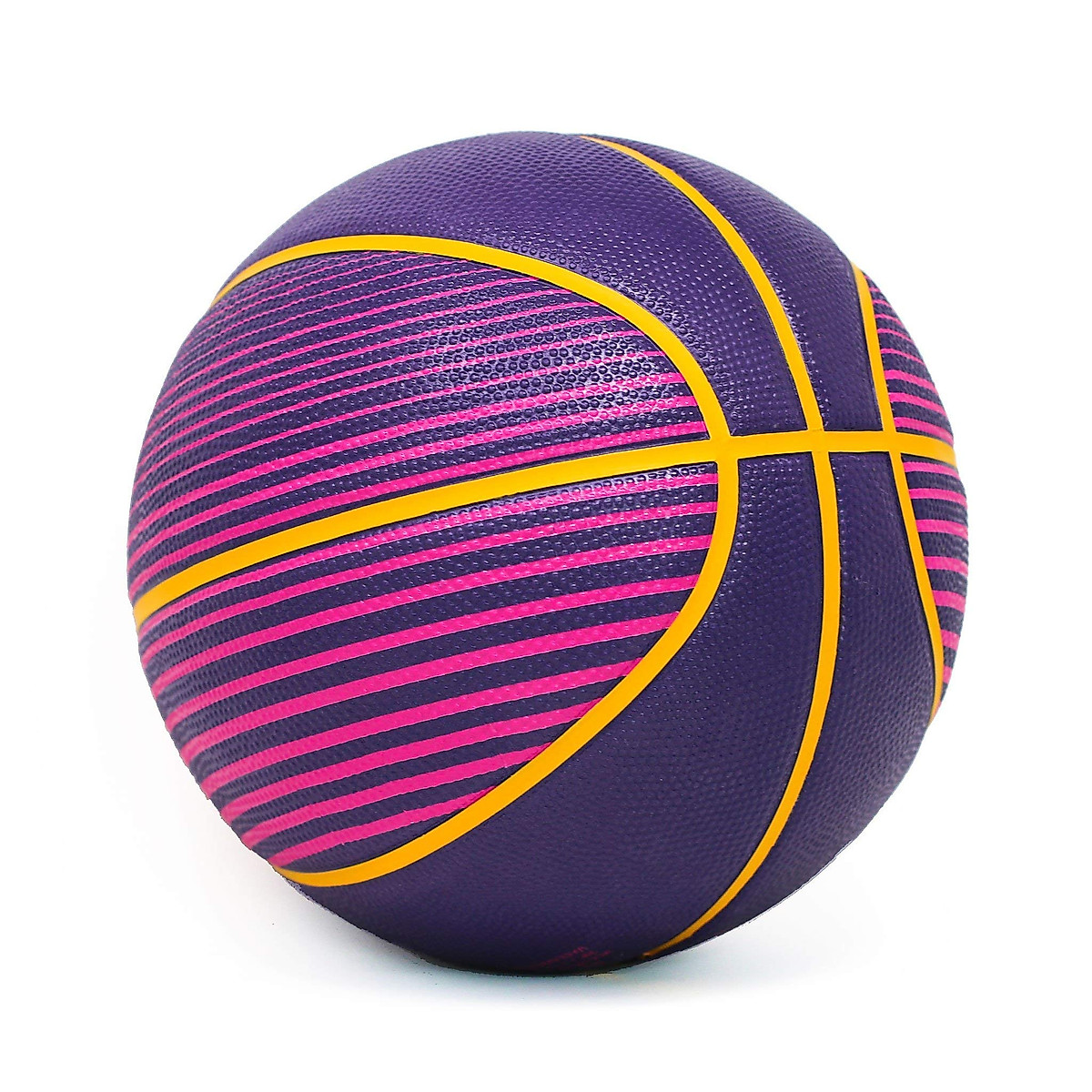 Chance Premium Rubber Outdoor/Indoor Basketball (5 Kids & Youth - 27.5", Rise - Purple, Pink, Yellow) Standly The Ball Stand
