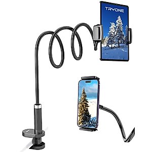 Gooseneck Tablet Holder Stand for Bed: Adjustable 39.4inch Flexible Lazy Arm Tablets Mount Compatible with iPad Pro Air Mini | Galaxy Tab | Kindle Fire | Switch or Other 4.7-12.9" Device