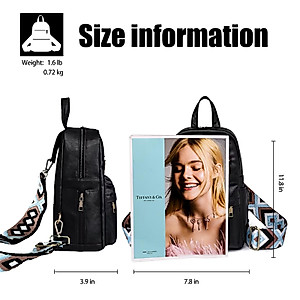 JYOPA Sling Bags Small Backpack for Women Leather Backpack Purse Fashion Mini Convertible Crossbody Bag Guitar Strap Black
