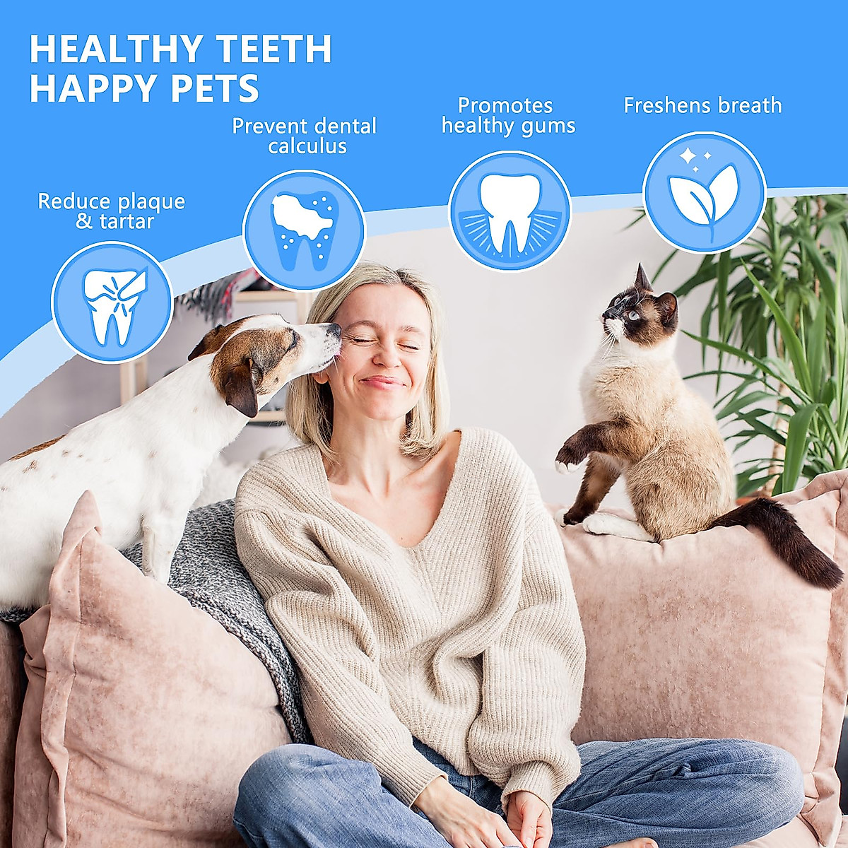 CuteBone Pet Dental Finger Wipes - 50 Count, Easy Oral Care for Cats & Dogs, Disposable, Stress-Free