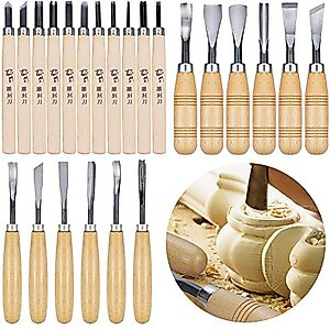WAYCOM 24PCS Wood Knife Kit Set Wood Carving Kit,Professional Chisel Set, including Small, Middle, Large size (24PCS)