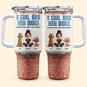 Macorner Personalized Dog Mom Gifts For Women 40oz Tumbler With Straw, Unbreakable Bond Of A Girl & Her Dogs, Dog Lovers Gifts For Women, Best Gifts For Dog Lover, Dog Mom Gifts, Gifts For Dog Mom