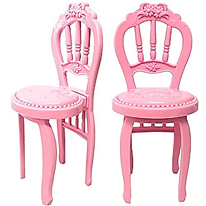 HTHAU NK1 Set Doll Furniture 2 Fashion Chairs +1 Modern Table for Barbie Doll Accessories Dining Home Toys Girl Gift DZ (Color: White)