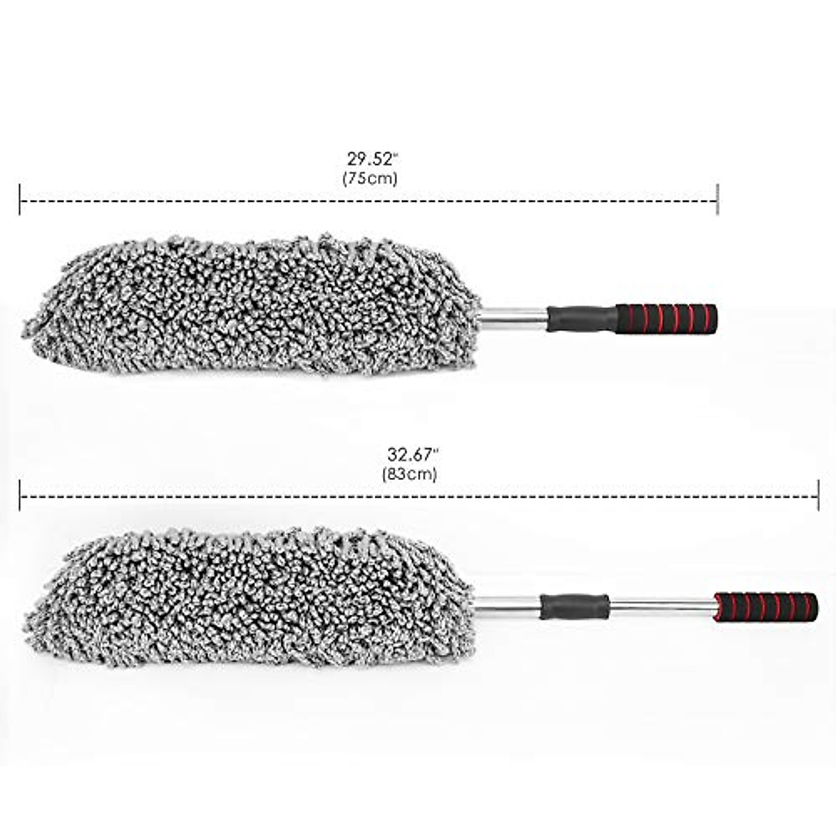 MoKo Car Duster, Multipurpose Car Wash Brush Exterior and Interior Microfiber Duster with Extendable Handle for Cleaning - Grey