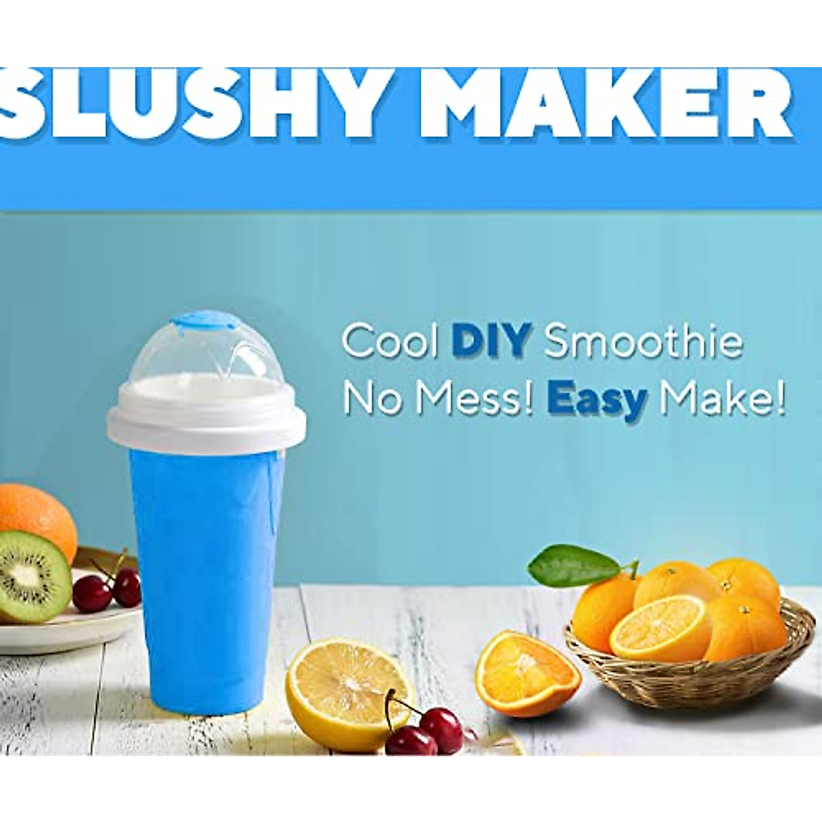 Slushy Cup (330ml, Silicone), Slushy Maker Cup, Quick Smoothies Magic Slushie Cup, Instant Yummy Smoothies & Milkshakes, Squeeze Cup, Cool Smoothie in Summer, for Everyone