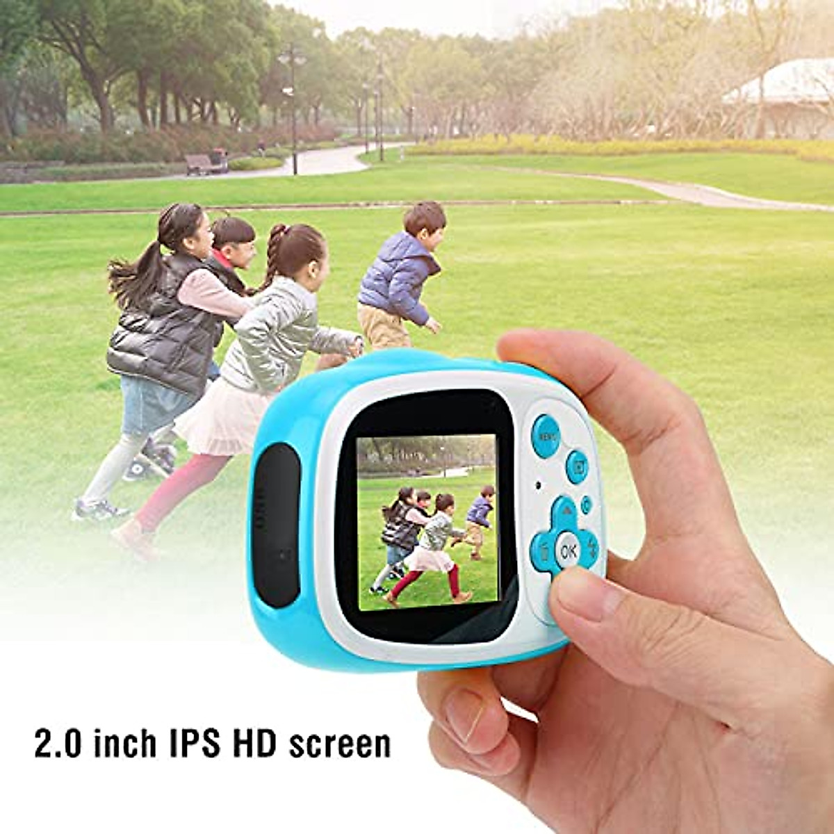 Children Digital Camera, IPS HD Display Screen 2 Inch Children Camera, 2 Inch IPS HD Display Screen for Children Enthusiast Professionals Kid(Blue)