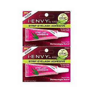 Kiss I Envy Clear 04 Eyelash Adhesive Strip with Alo 0.25 Ounce (7ml) (2 Pack)