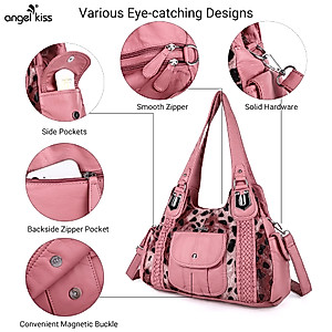 Angelkiss Purses and Handbags for Women Washed Vegan Leather Crossbody Hobo Satchel Shoulder Tote Purse