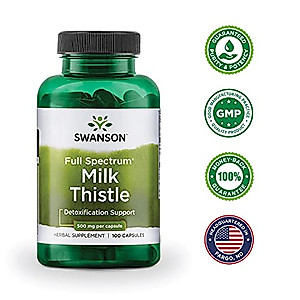 Swanson Milk Thistle - Herbal Liver Support Supplement - Natural Formula Helping to Maintain Overall Health & Wellbeing - (100 Capsules, 500mg Each) 2 Pack